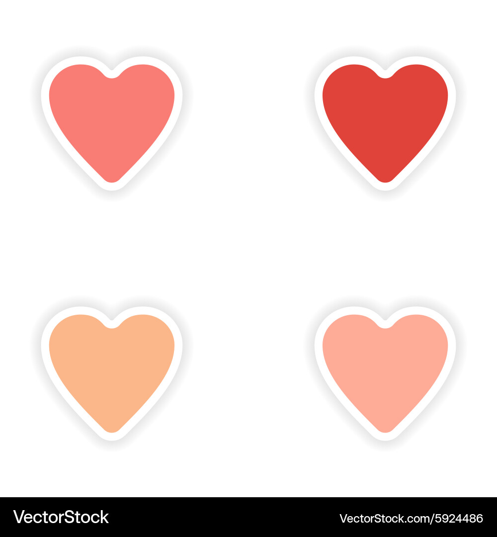 Assembly realistic sticker design on paper hearts Vector Image