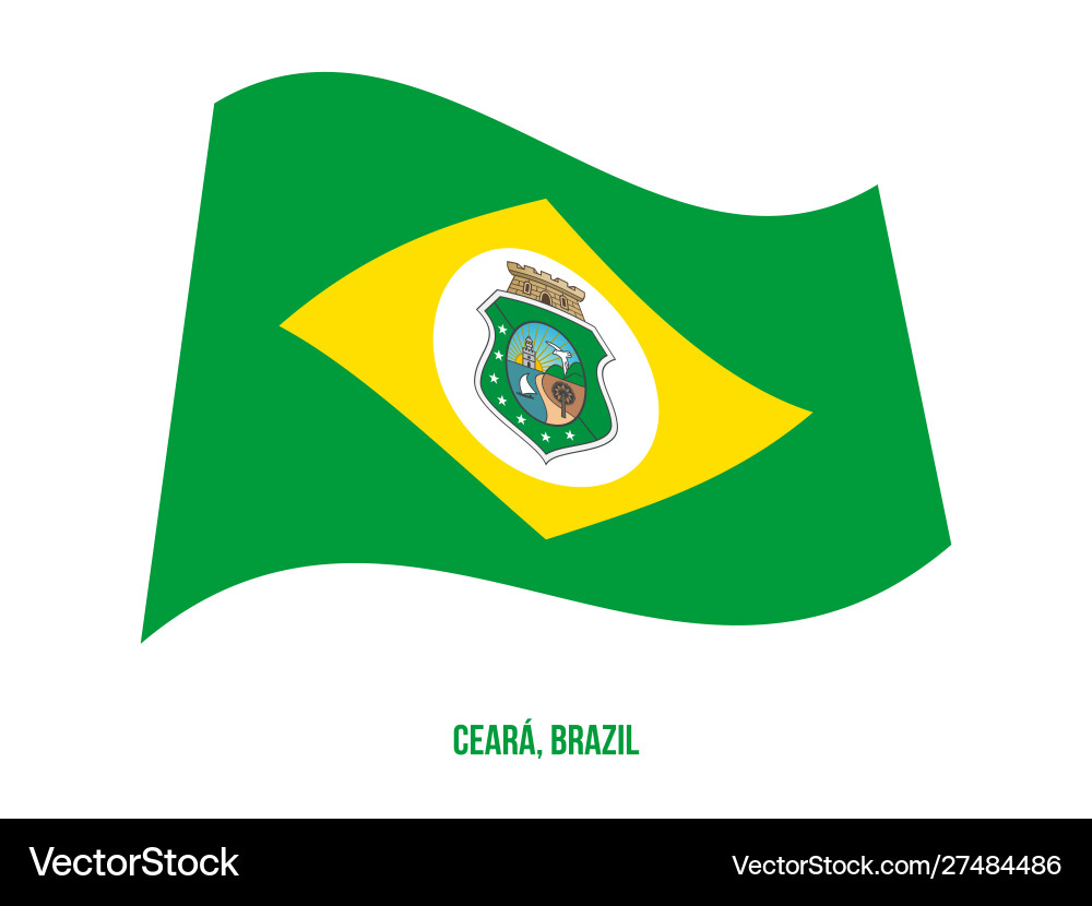 Ceara flag waving on white background states flag Vector Image