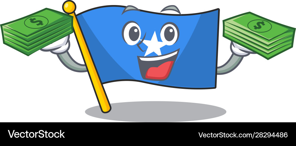 Confident smiley flag somalia character with money