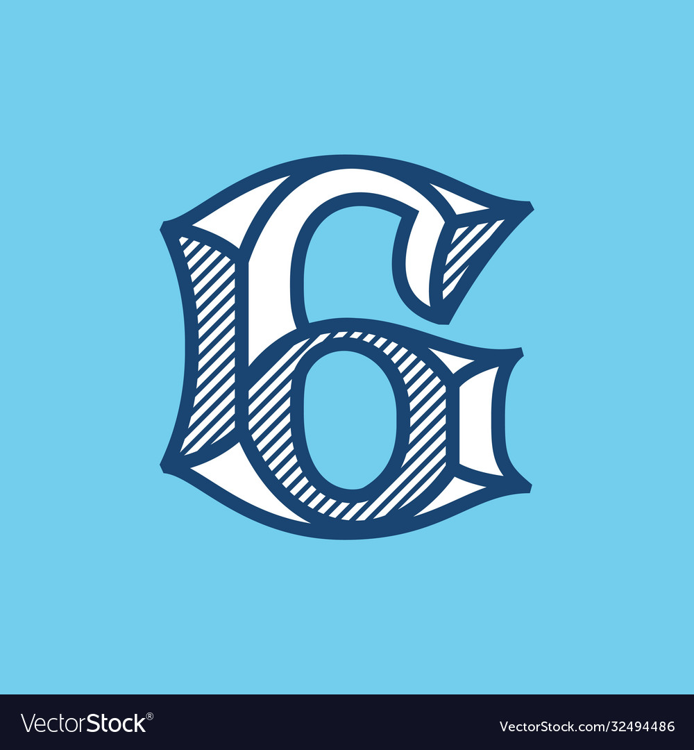 Decorative vintage number six logo Royalty Free Vector Image Decorative vintage number six logo Royalty Free Vector Image