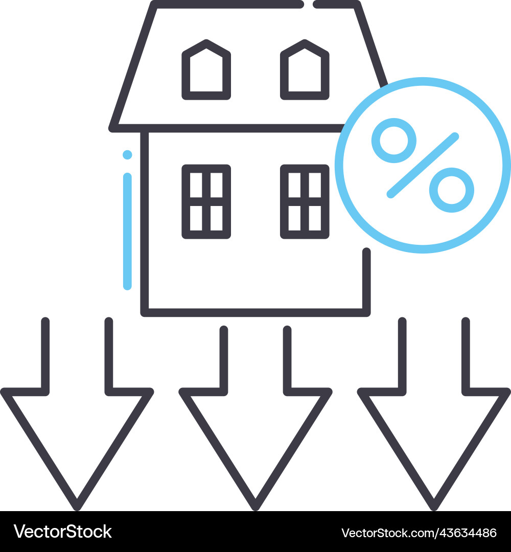 Discount rate line icon outline symbol Royalty Free Vector