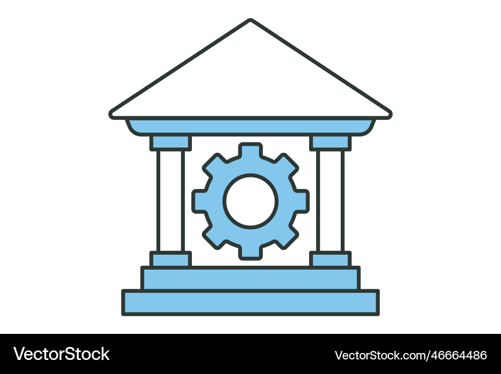 Financial services icon building icon with gears Vector Image
