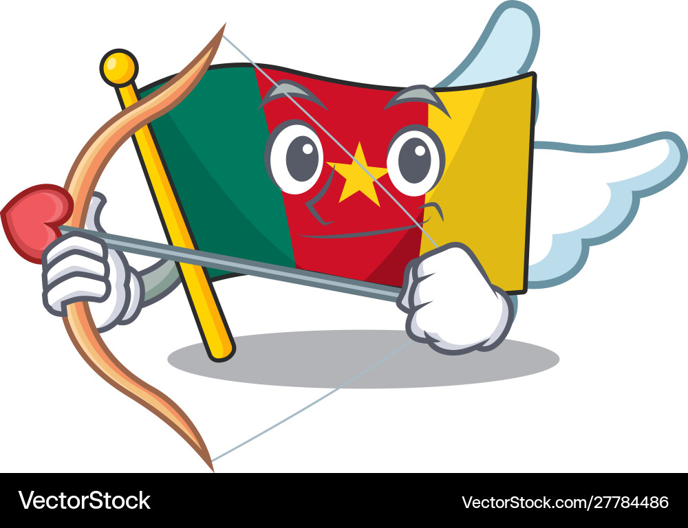 Flag cameroon cartoon in character cupid shape Vector Image