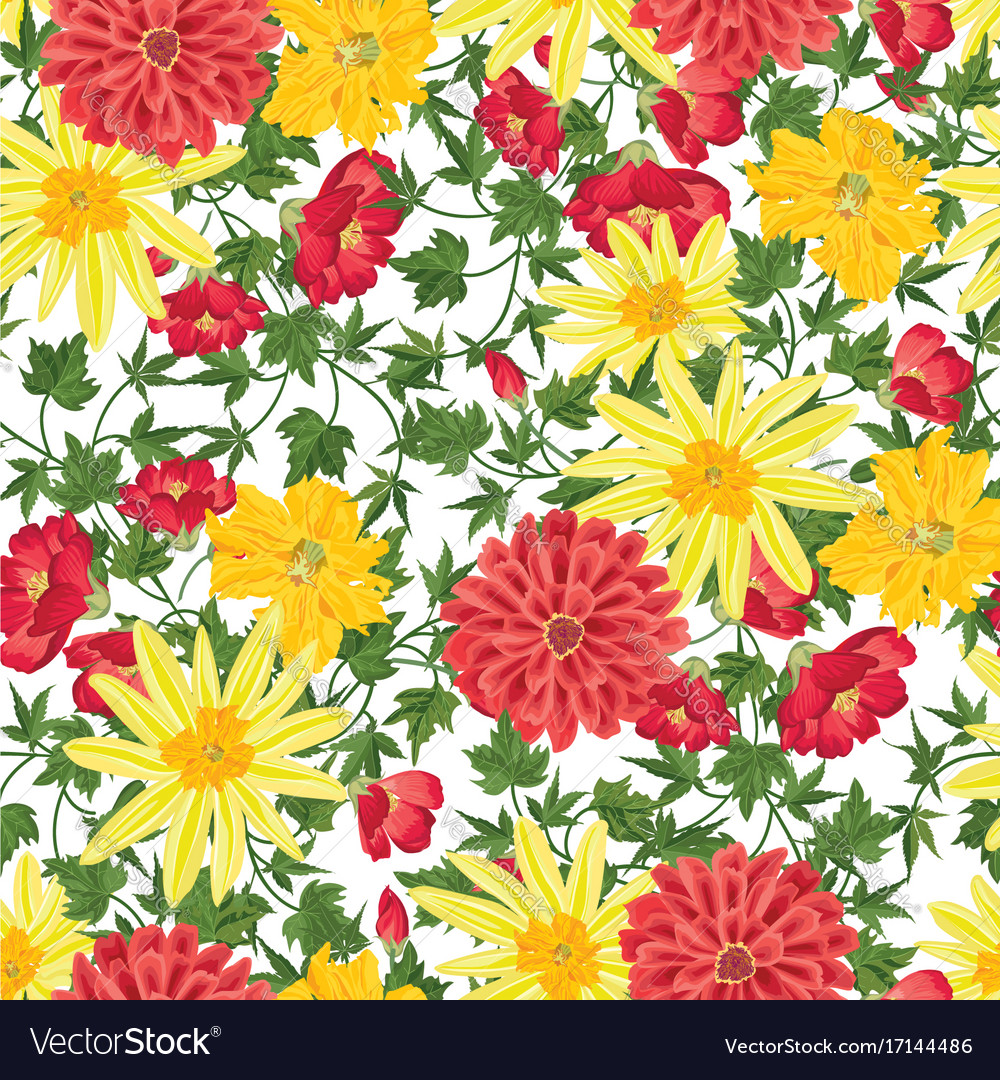 Floral Seamless Pattern Flower Background Vector Image