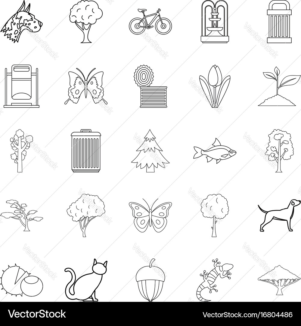 Fresh air icons set outline style Royalty Free Vector Image