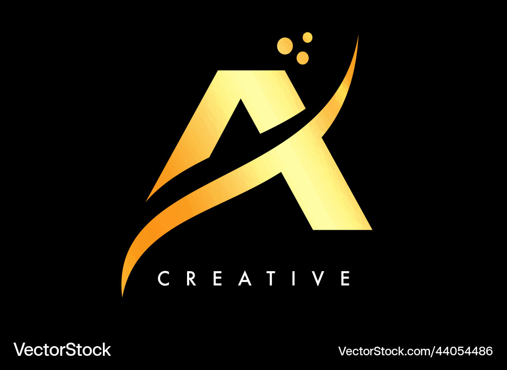 Golden a letter logo design with elegant creative Vector Image