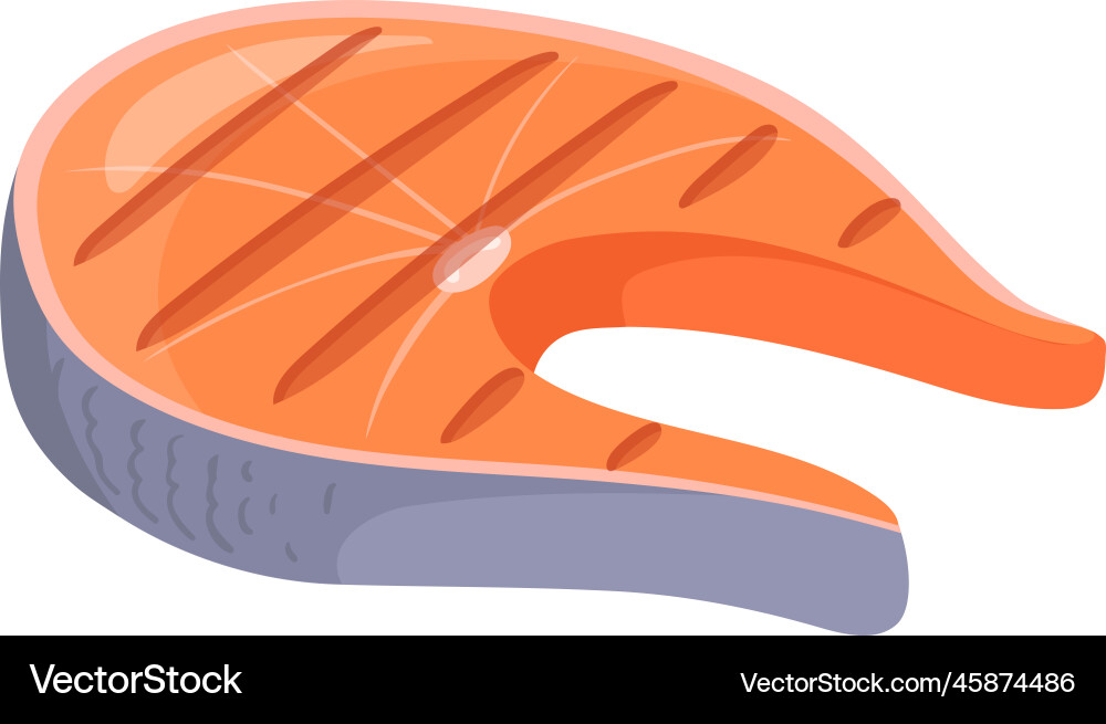 Grilled fish slice roasted steak cartoon icon Vector Image