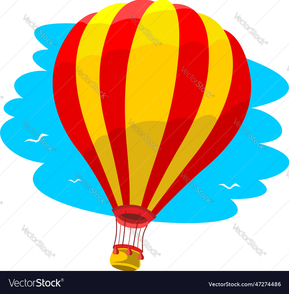 Hot air balloon in blue sky Royalty Free Vector Image