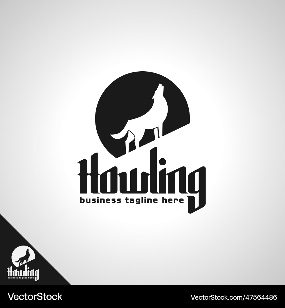 Howling - wolf night logo template Royalty Free Vector Image