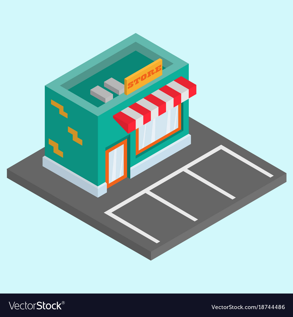 Isometric flat store Royalty Free Vector Image