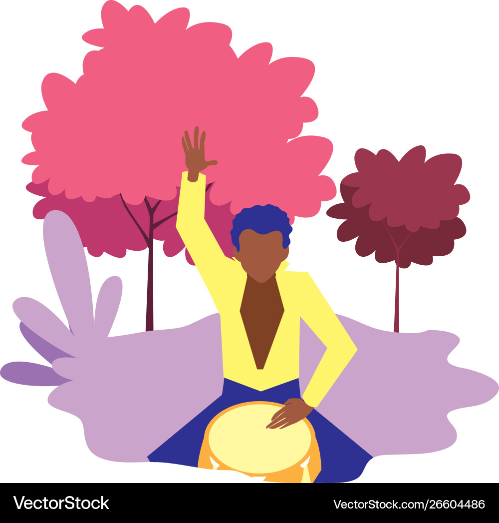 Musician man drum playing music Royalty Free Vector Image