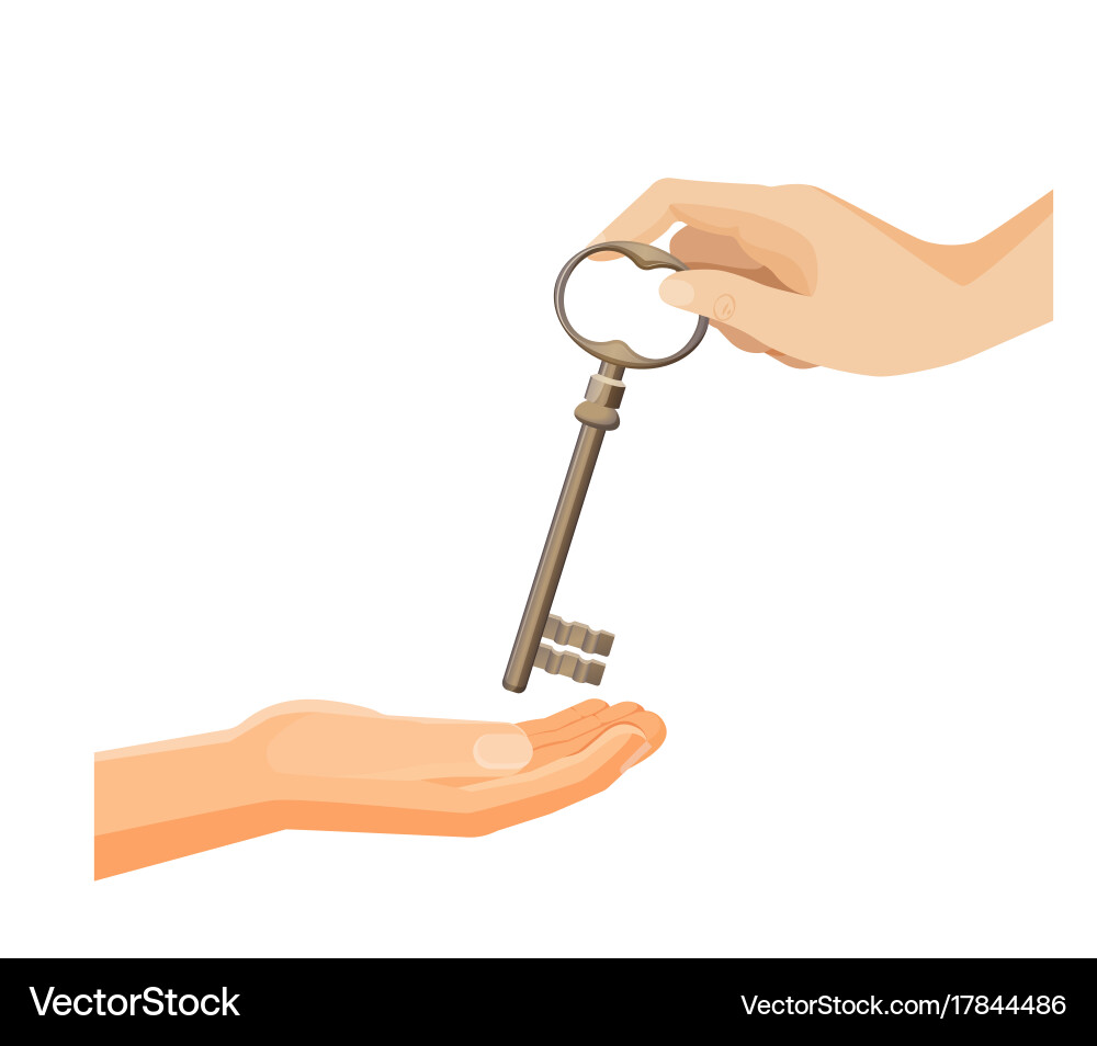 Process of passing keys from hand to hand Vector Image