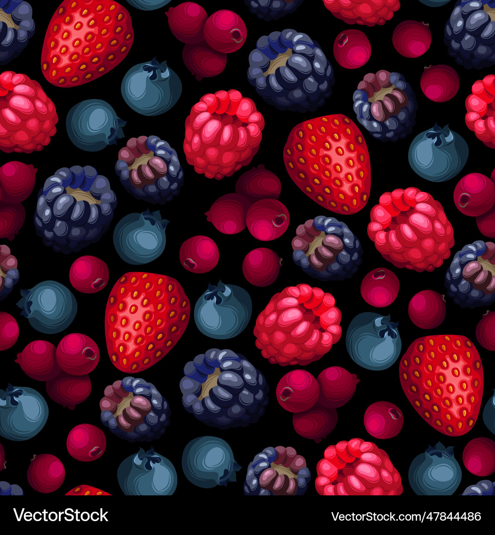 Seamless pattern with ripe forest berries Vector Image