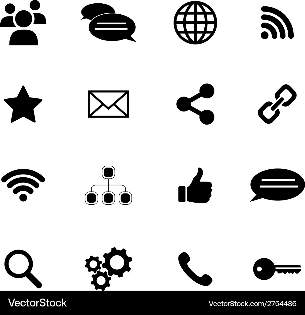 Set flat icons - connection and social media Vector Image