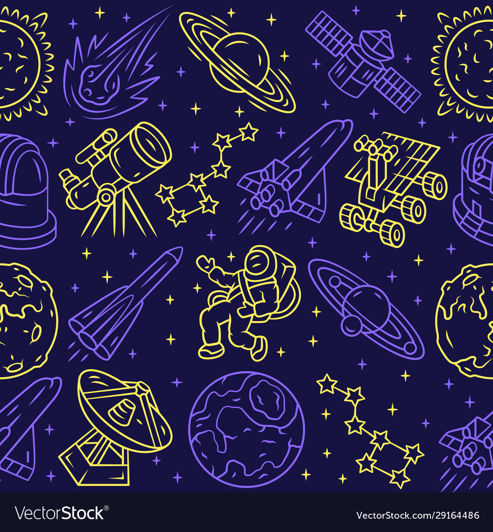 Space seamless pattern cosmos exploration Vector Image
