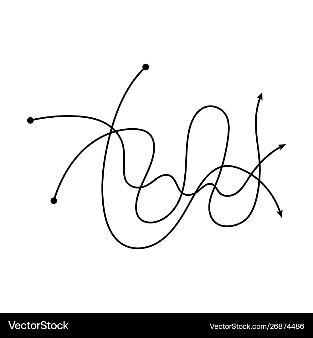 Tangled black arrow lines intertwined in messy Vector Image