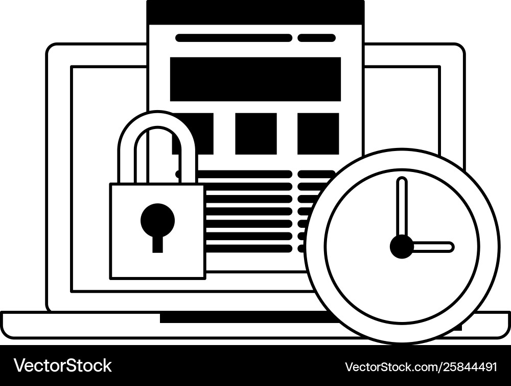 Business and security system symbols in black Vector Image
