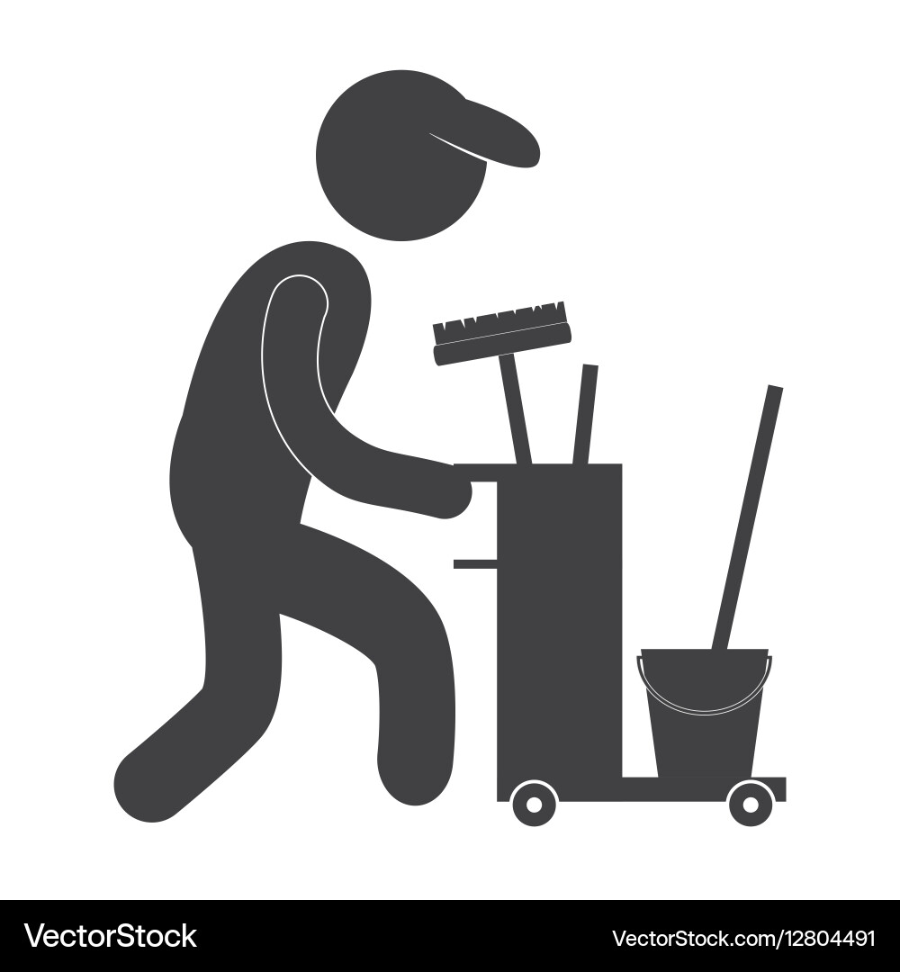 Cleaning service worker pictogram icon image Vector Image