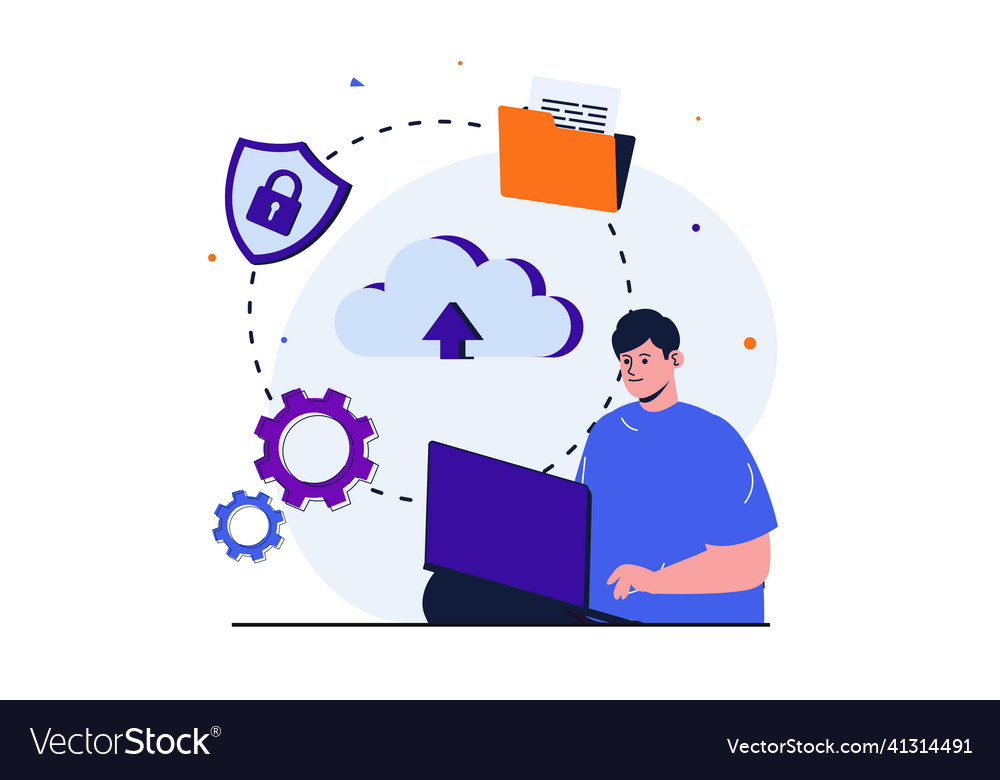 Cloud computing modern flat concept for web banner