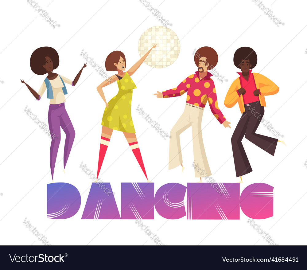 Disco dancing people composition Royalty Free Vector Image
