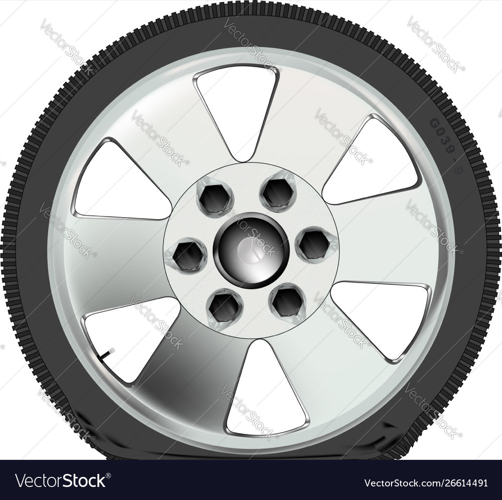 Flat tyre Royalty Free Vector Image - VectorStock