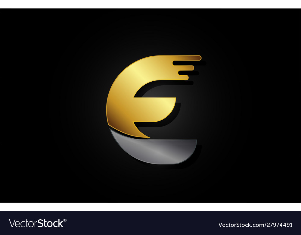 Gold or golden alphabet letter e for company icon Vector Image
