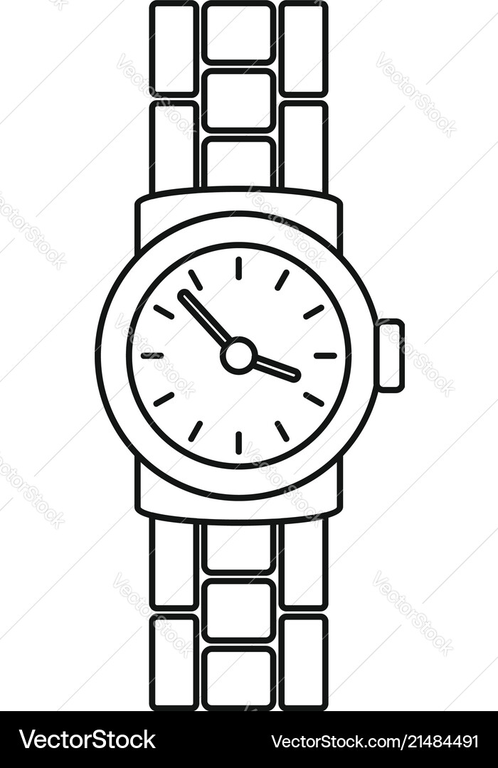 Gold watch icon outline style Royalty Free Vector Image