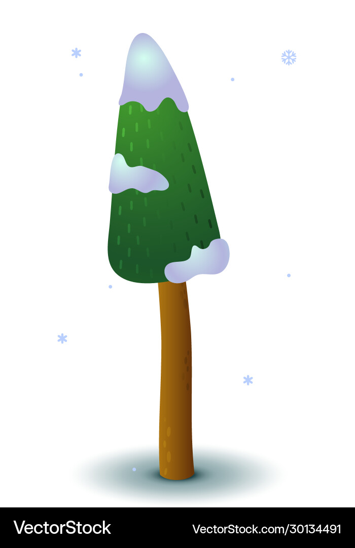 Green snowy coniferous tree game ui flat isolated Vector Image