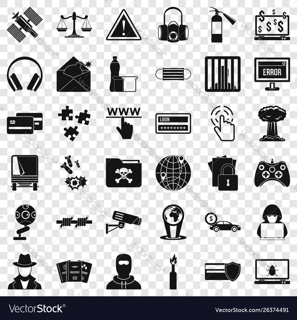 Hacking icons set simple style Royalty Free Vector Image
