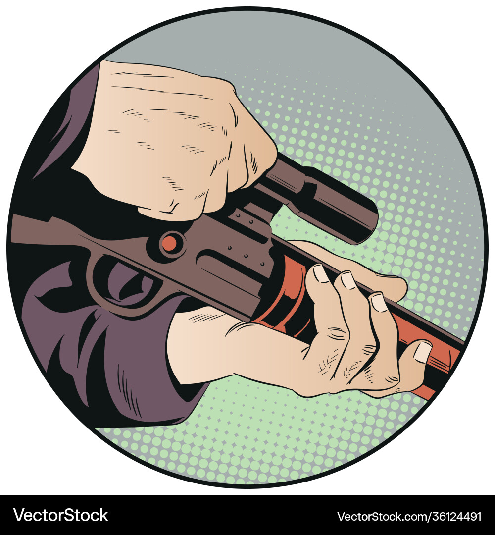 Hands with sniper rifle stock Royalty Free Vector Image