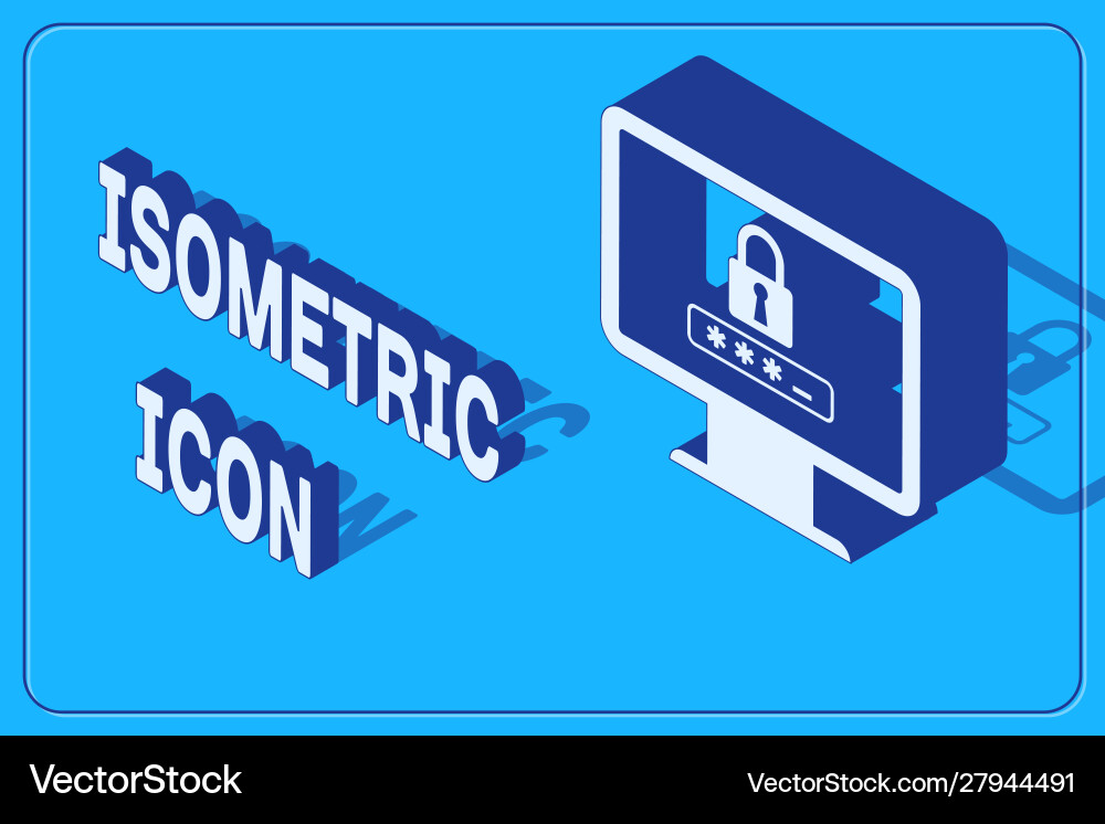 Isometric monitor with password notification Vector Image