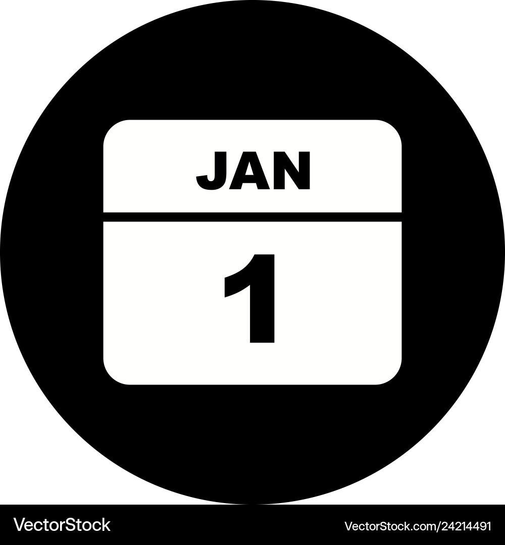 January 1st date on a single day calendar Vector Image