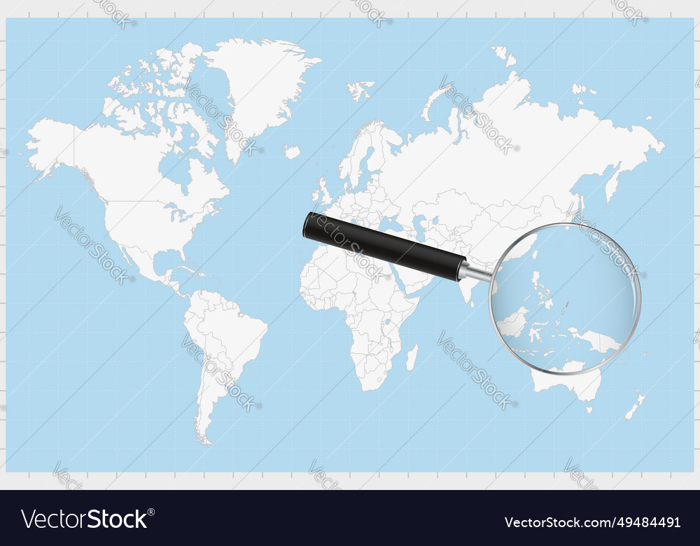 Magnifying glass showing a map of palau Royalty Free Vector