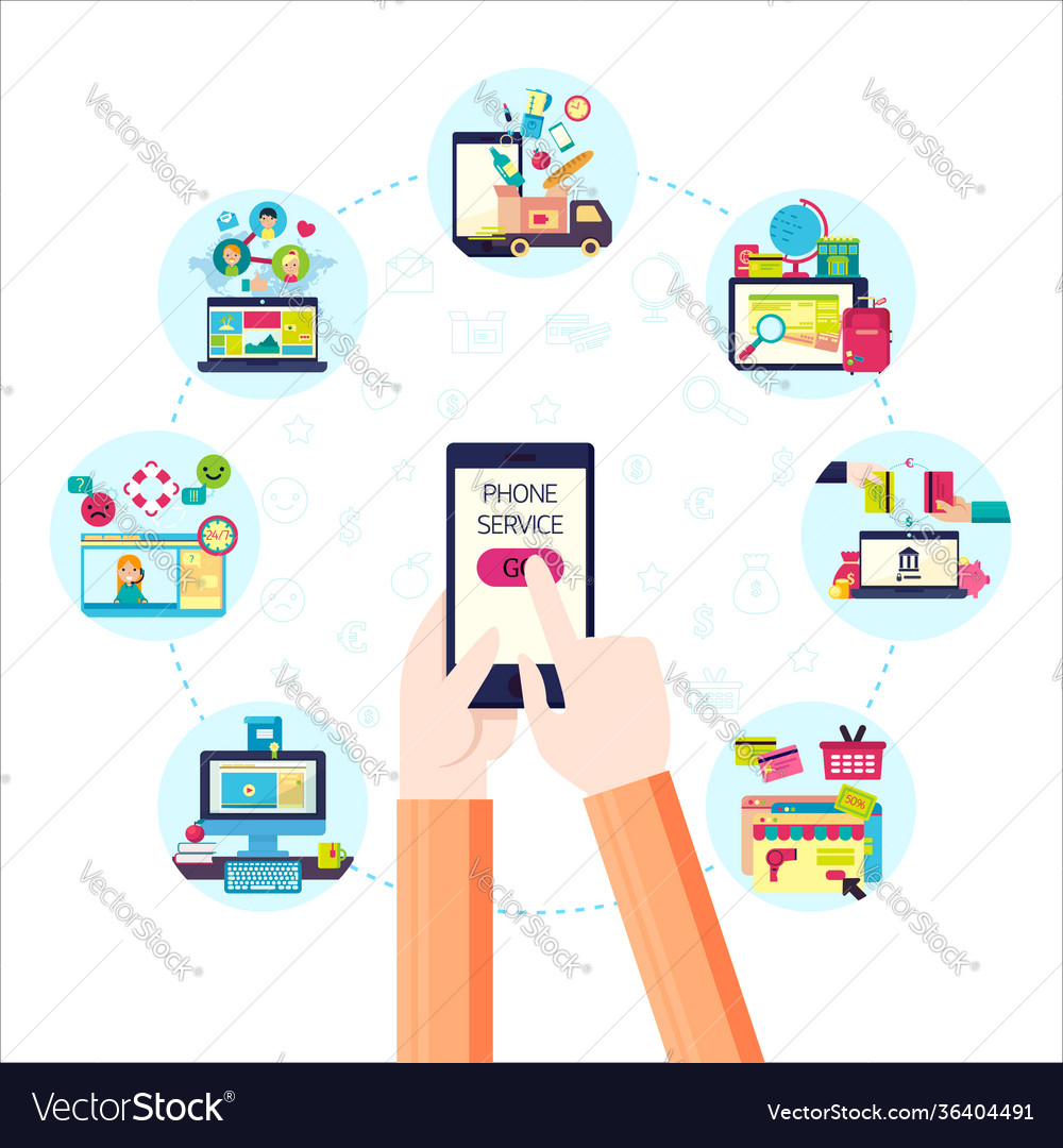 Phone service flat elements Royalty Free Vector Image