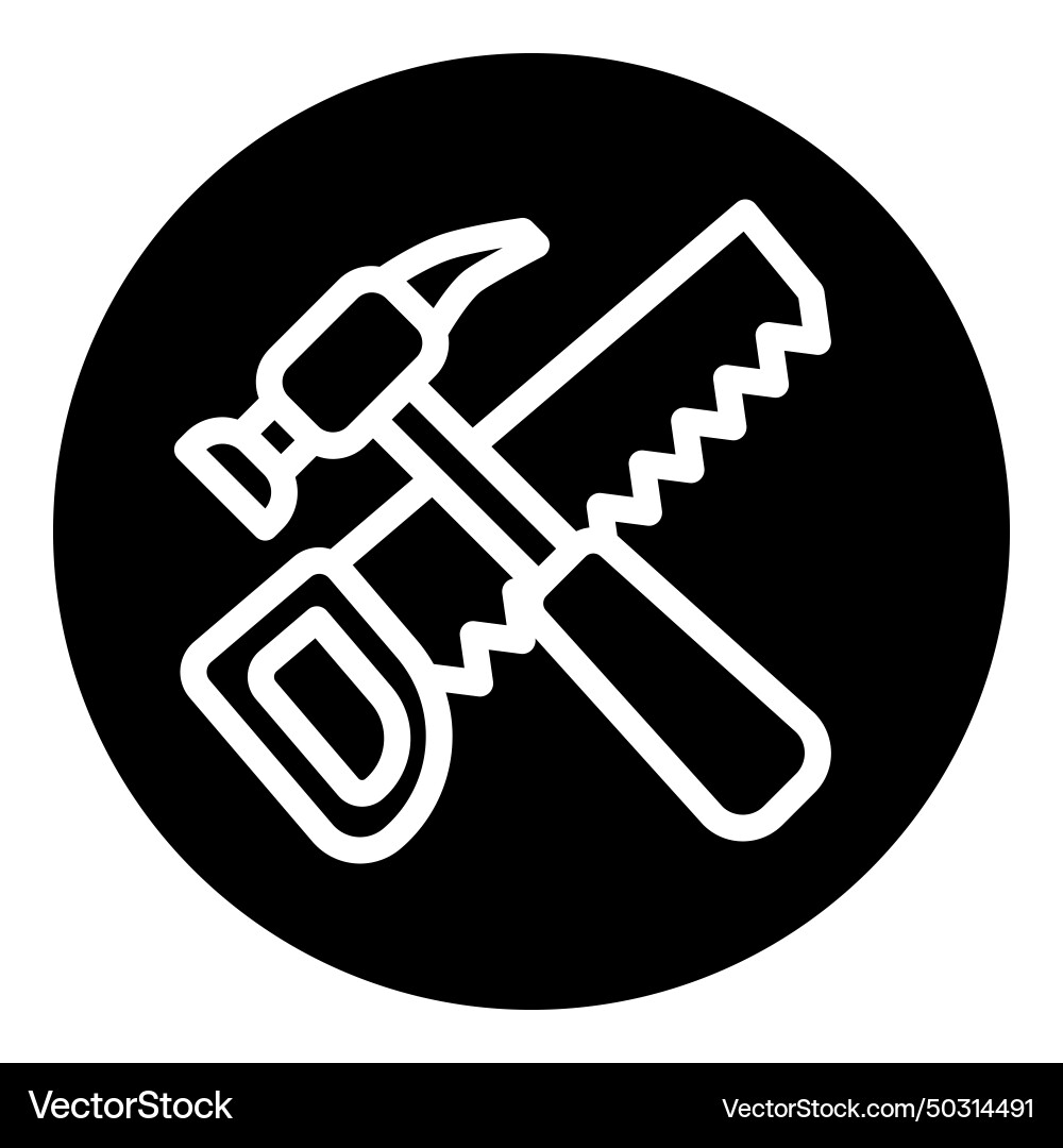 Saw and hammer flat icon isolated on white Vector Image