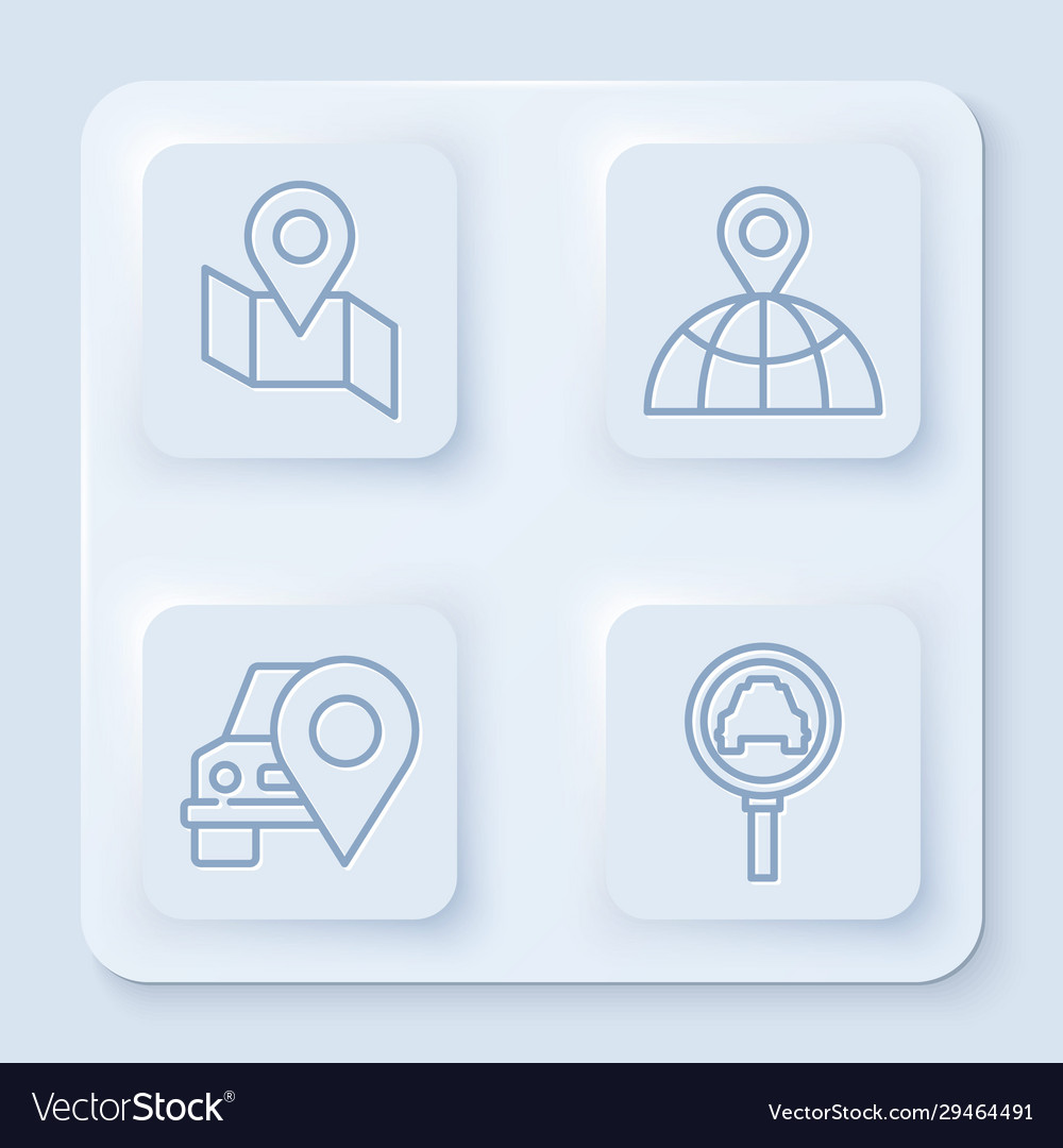 Set line folded map with location marker location Vector Image
