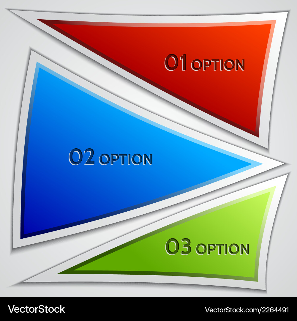 Set of triangle banners or menu choices Royalty Free Vector