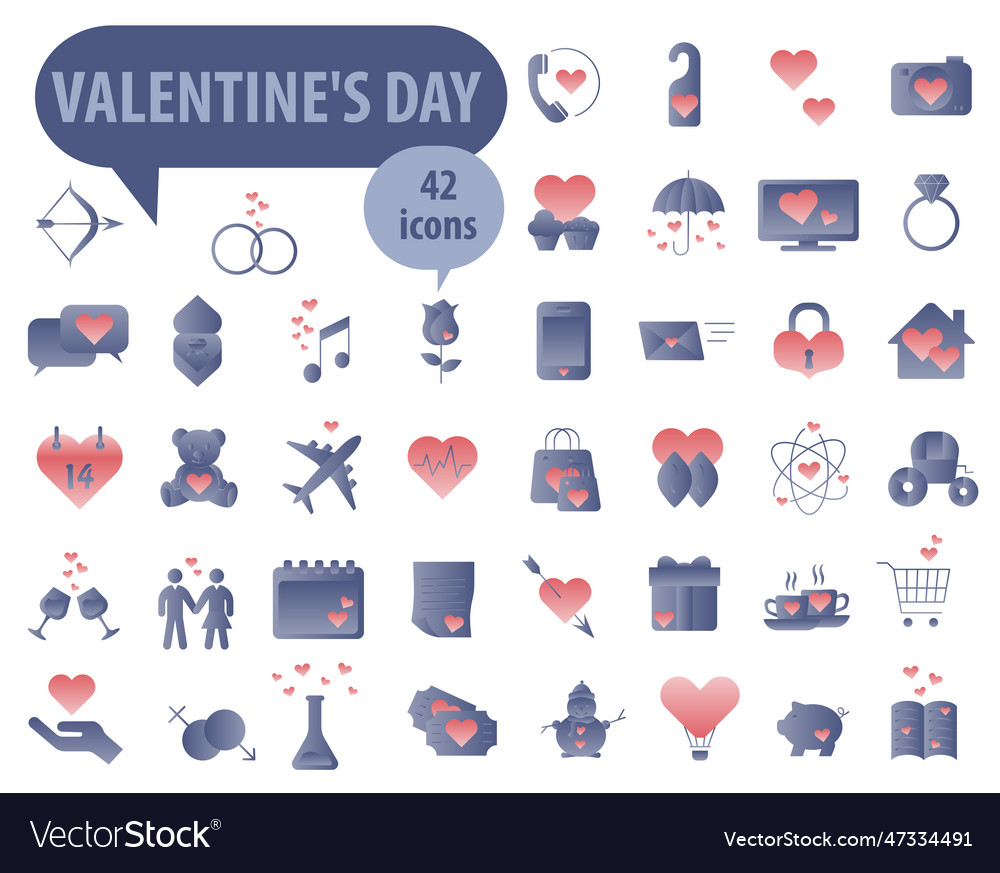 Set of valentines day elements such as hearts Vector Image