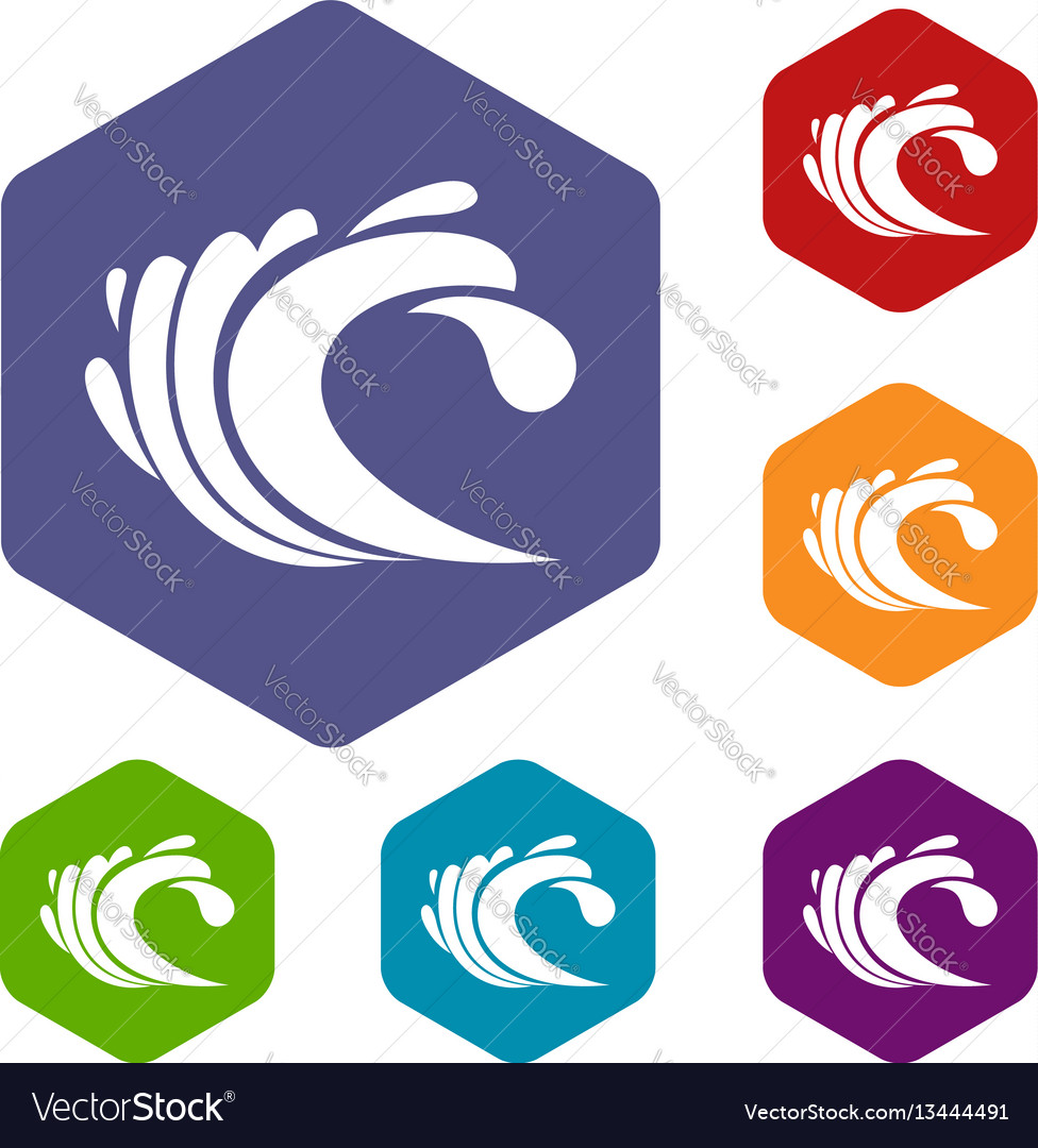 Wave icons set Royalty Free Vector Image - VectorStock