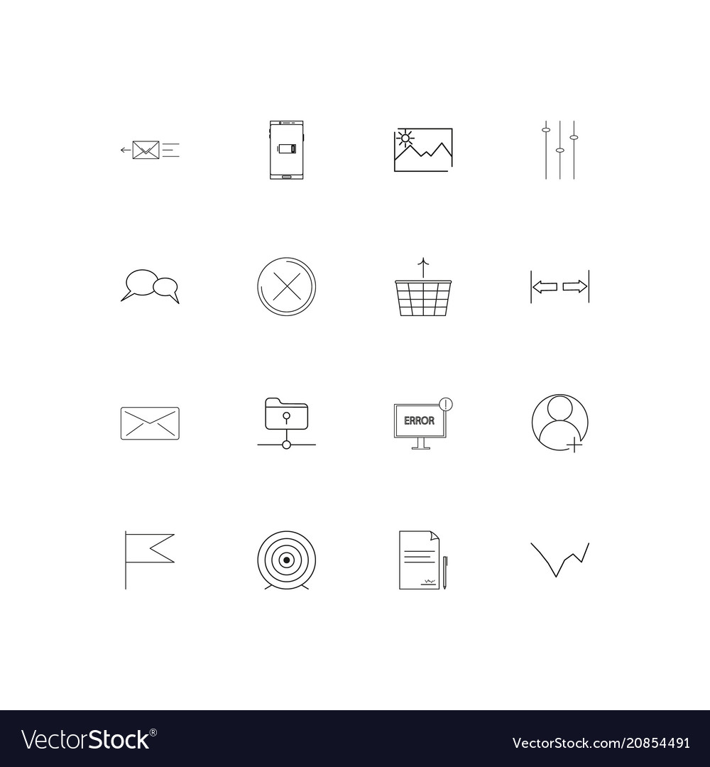 Web linear thin icons set outlined simple Vector Image
