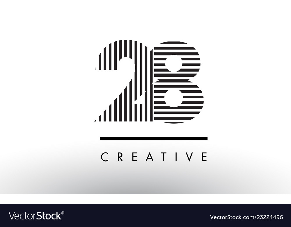 28 black and white lines number logo design Vector Image 28 black and white lines number logo design Vector Image