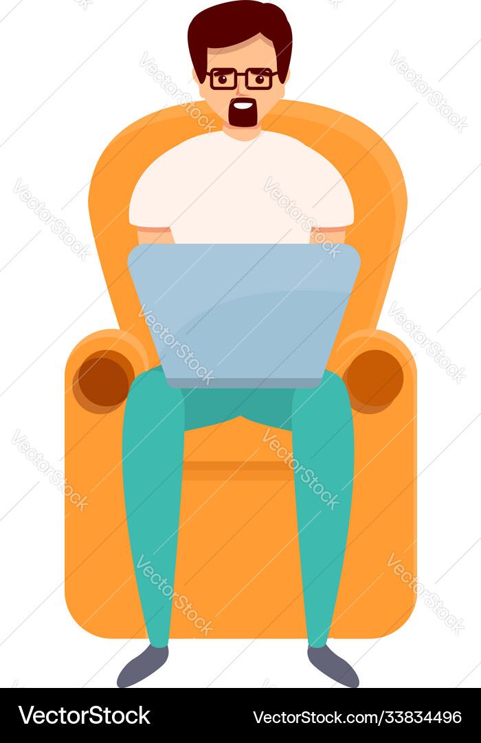 Armchair remote work icon cartoon style Royalty Free Vector