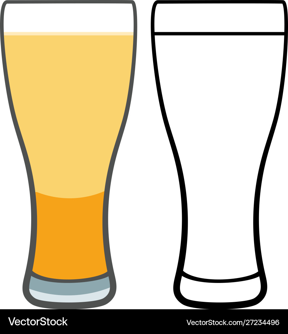 Beer glass in colored and line versions Royalty Free Vector