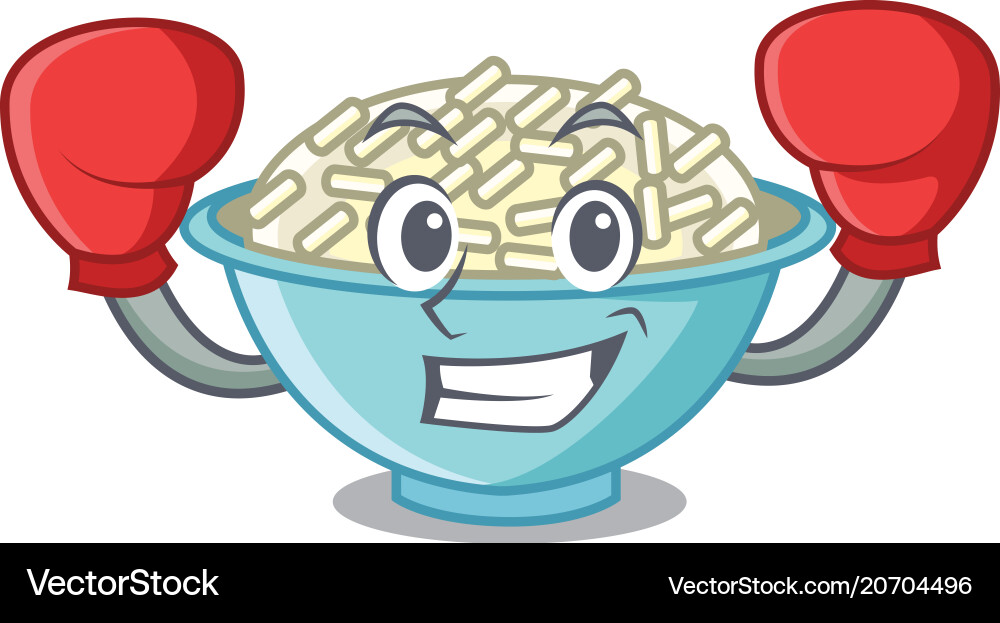 Boxing rice bowl character cartoon Royalty Free Vector Image