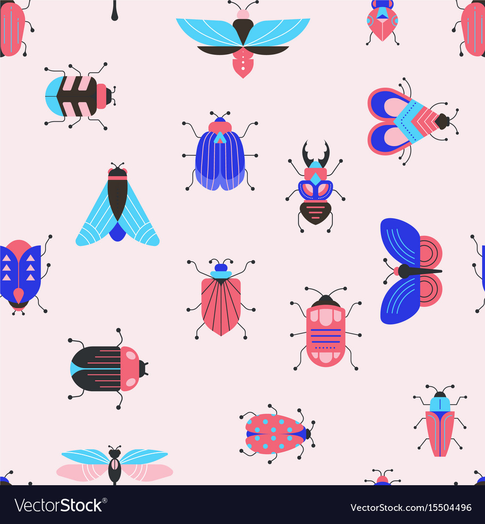 Bugs insects butterfly ladybug set Royalty Free Vector Image