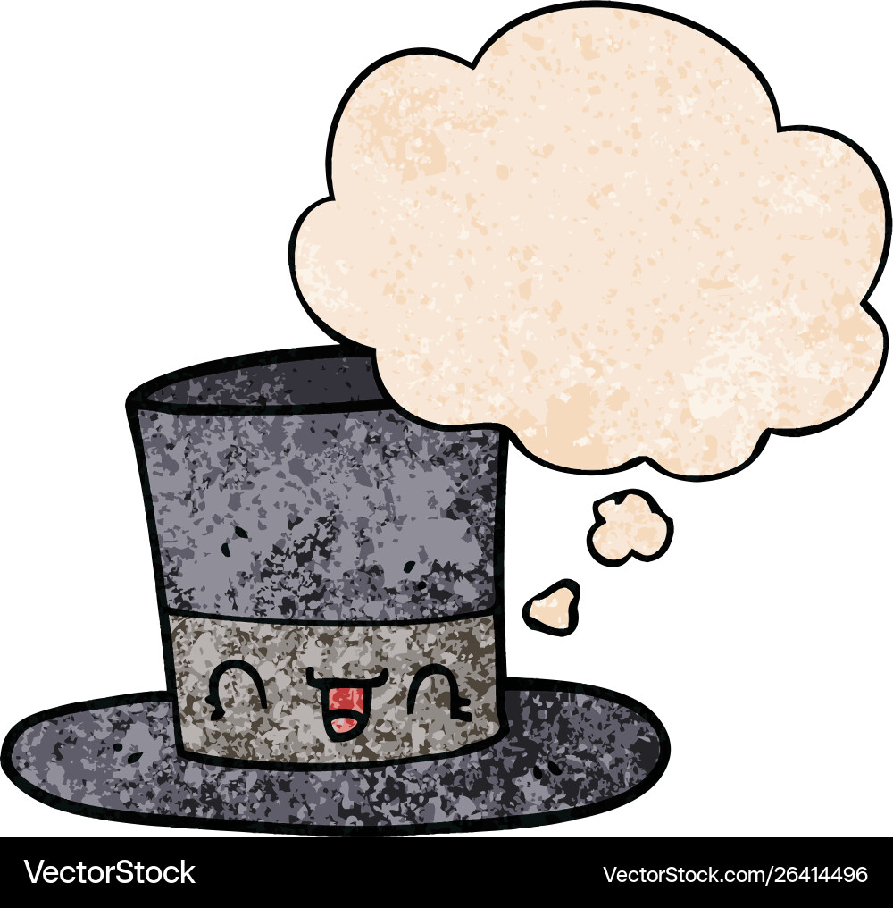 Cartoon top hat and thought bubble in grunge Vector Image