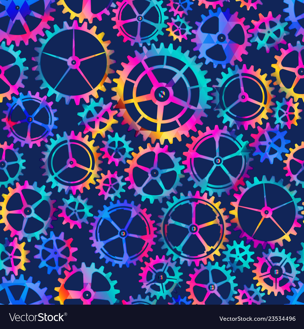 Colored gear seamless pattern Royalty Free Vector Image