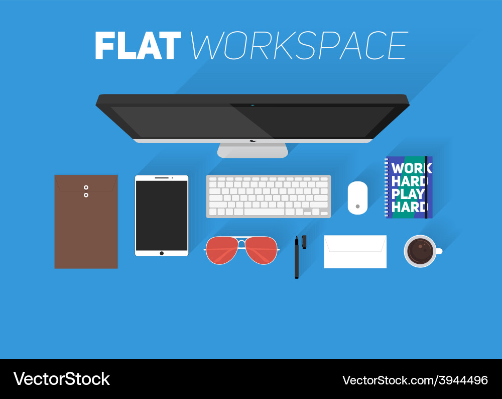 Flat design of office workspace top view Vector Image