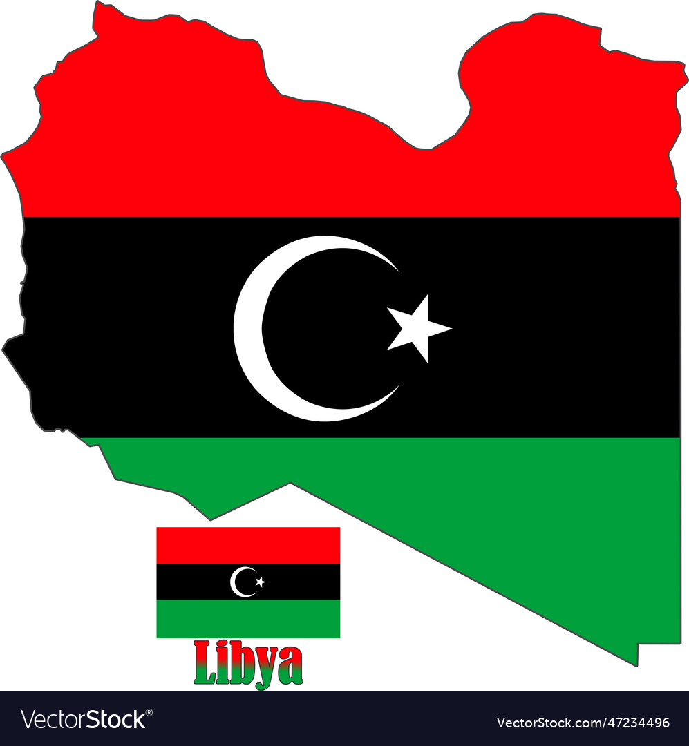 Libya map and flag Royalty Free Vector Image - VectorStock