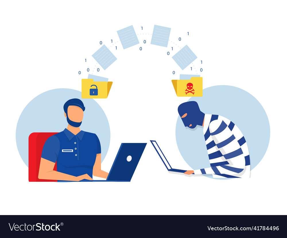 Man unlock data with hacker steal data Royalty Free Vector